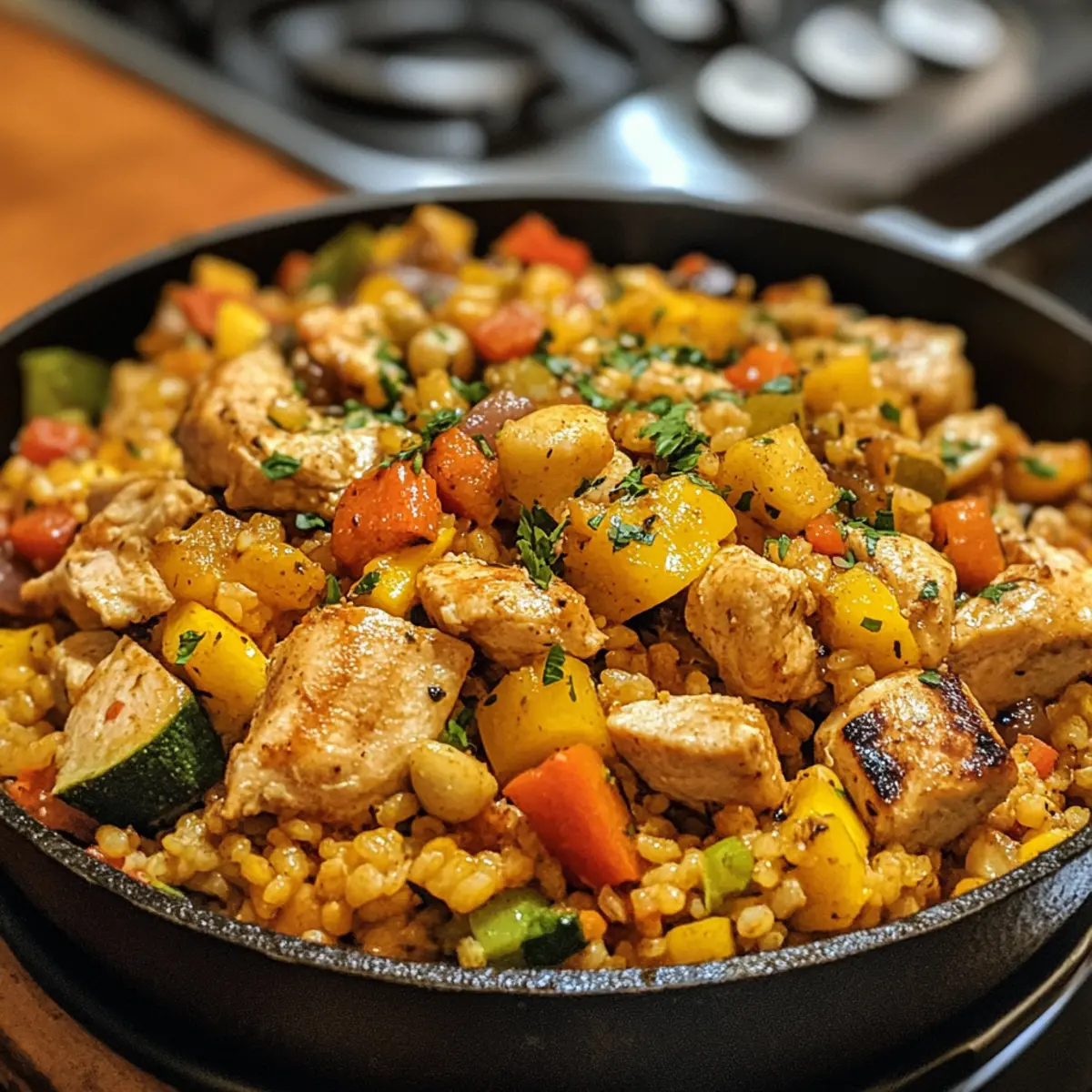 Easy Chicken Veggie Bulgur Skillet Recipe: Delicious One-Pan Meal